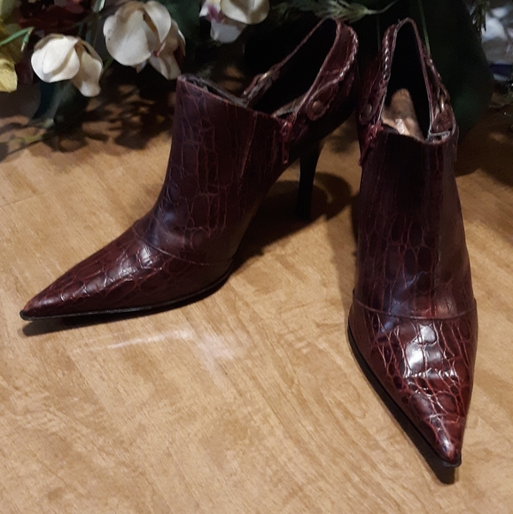 Nine West | Shoes | Nine West Faux Croc Embossed Booties | Poshmark